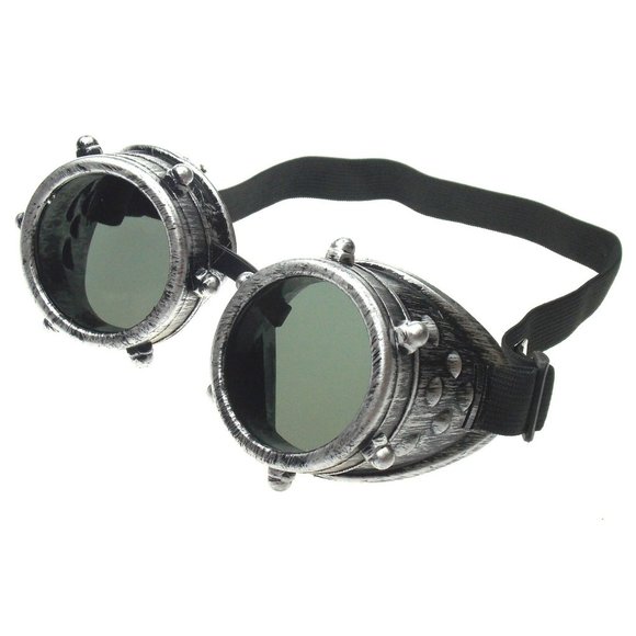 Accessories | Steampunk Goggles Silver Finish Goth Cyber Costume ...